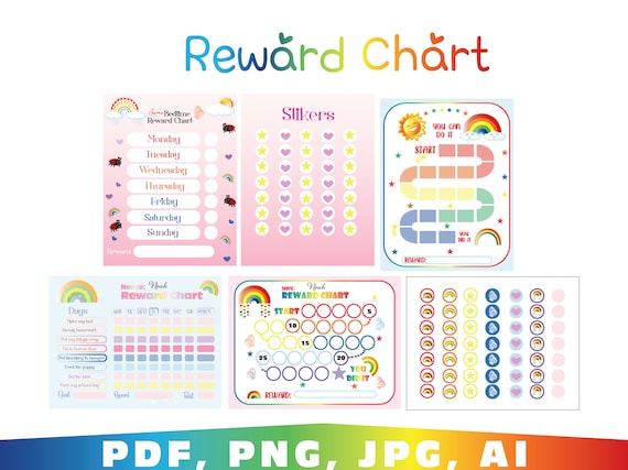 Printable Rainbow Reward Chart Printable Rainbow Behavior | Etsy