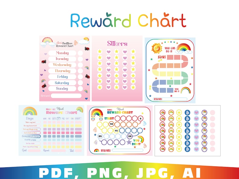 Printable Rainbow Reward Chart Printable Rainbow Behavior | Etsy