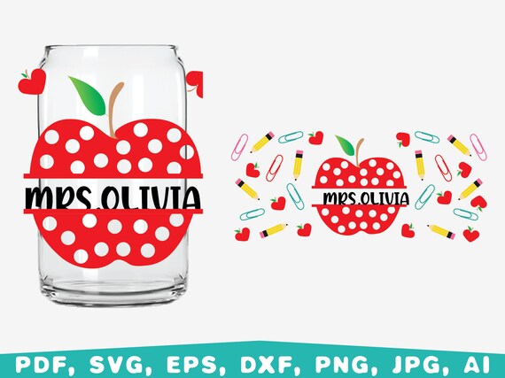 Teacher Glass Wrap Svg 16oz Can Glass Svg Coffee Libbey 16oz | Etsy