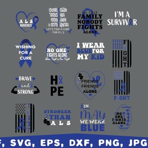 ALS Awareness Svg, Blue Ribbon SVG, Als Cancer Cut Files, Als Ribbon ...