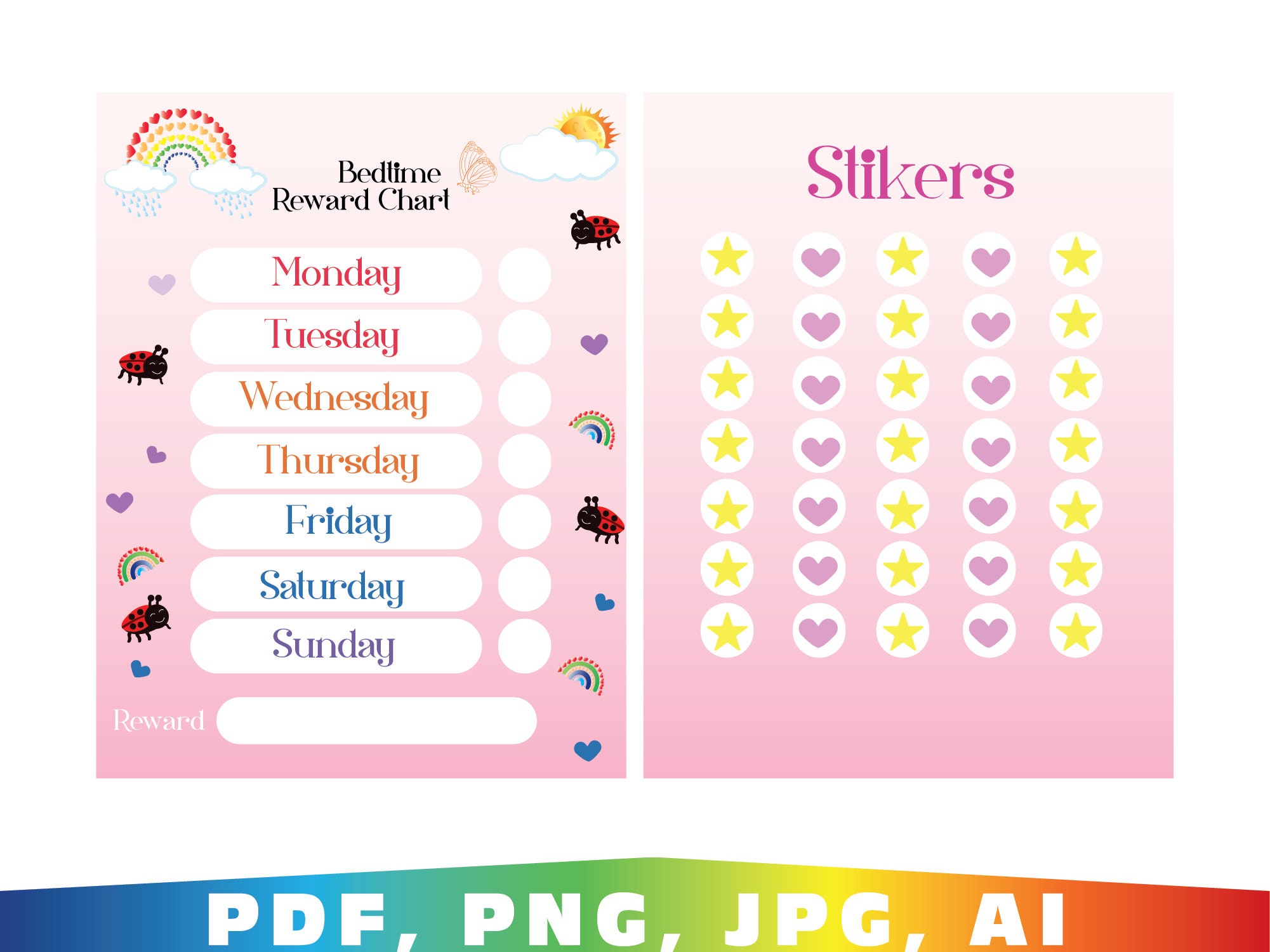 Printable Rainbow Reward Chart Printable Rainbow Behavior | Etsy