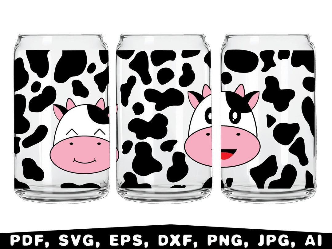 Cow Can Glass Wrap SVG, Baby Cow Glass Wrap Svg, 16oz Cow Head Libbey ...