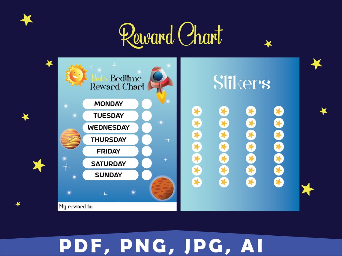 Outer Space Reward Chart Printable Space Behavior Chart | Etsy
