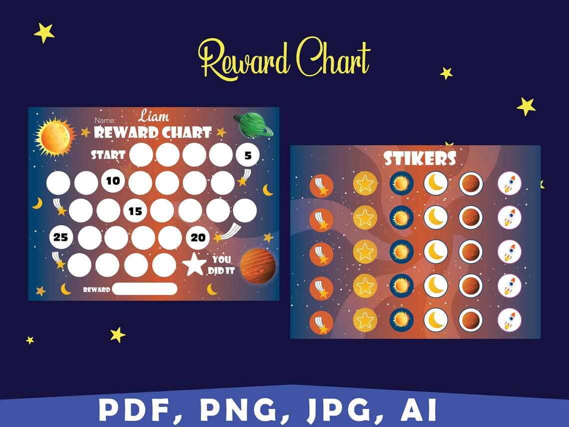 Space Reward Chart Printable Space Behavior Chart Astronaut | Etsy