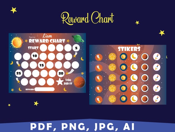 Space Reward Chart Printable Space Behavior Chart Astronaut | Etsy