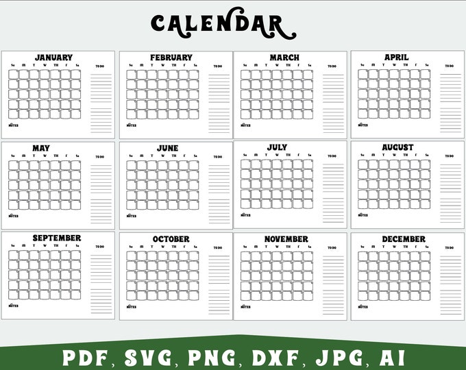 Calendar SVG, Home Calendar Svg, Calendar Cut File, Monthly Calendar ...
