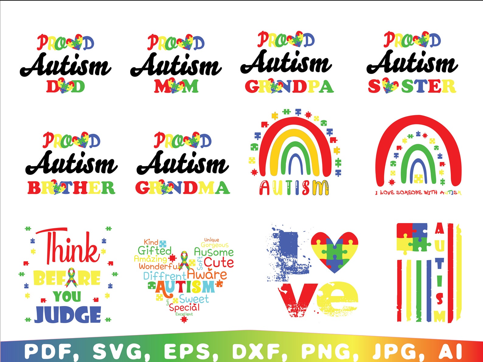 Autism Svg Bundle Autism Svg Autism Puzzle Svg Autism | Etsy Canada