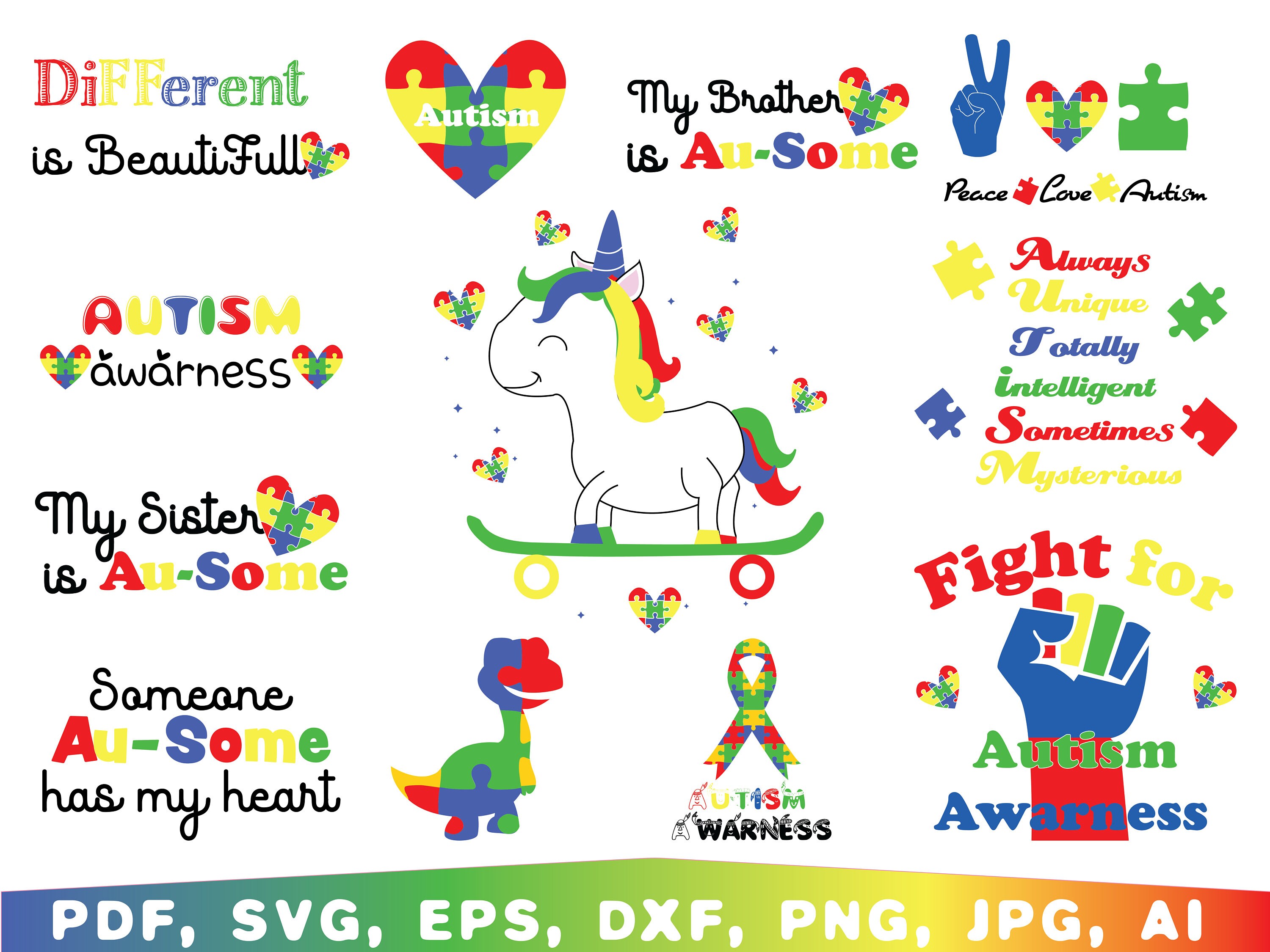 Autism Svg Bundle Autism Svg Autism Puzzle Svg Autism | Etsy Canada