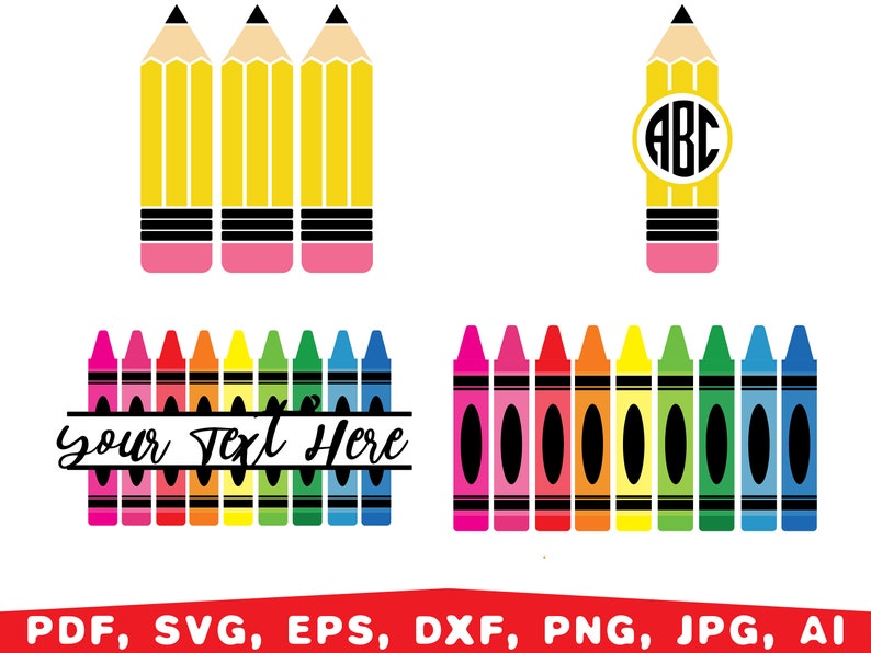 Crayon Split Monogram Svg Crayon Svg Teacher Svg Teacher - Etsy