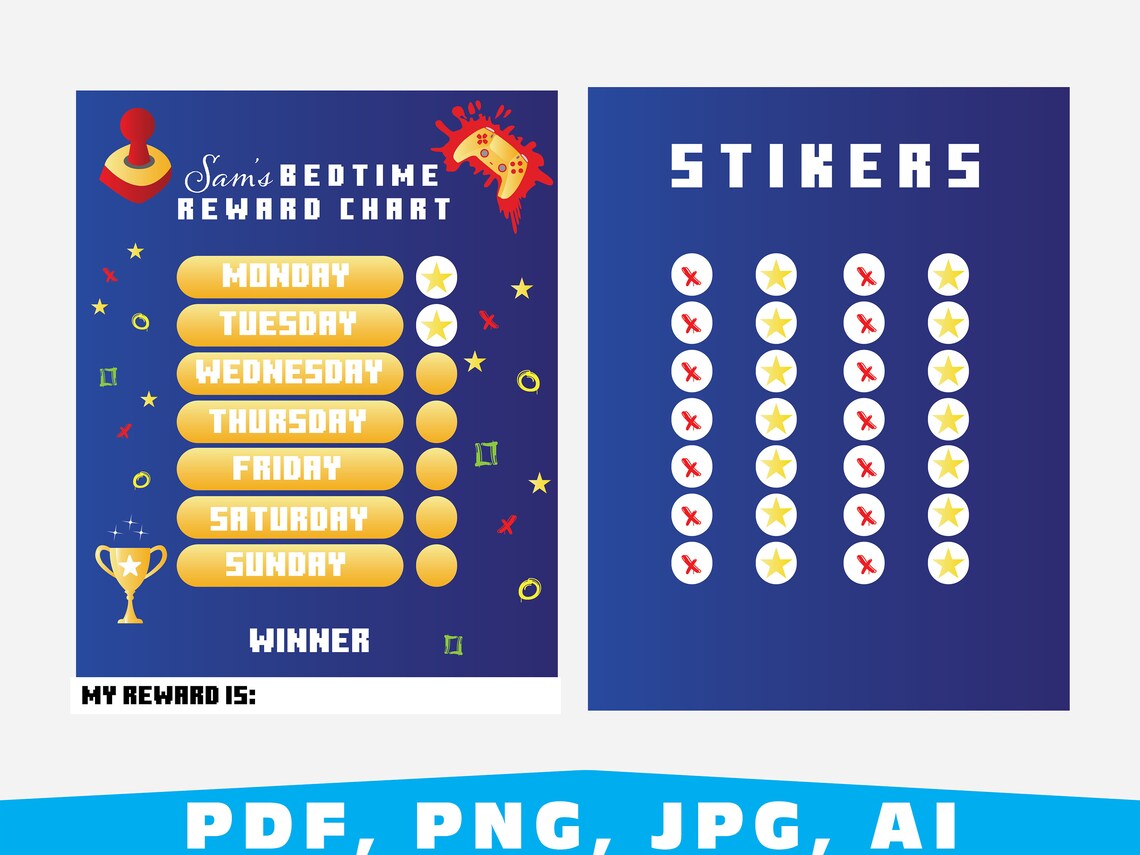 Video Game Reward Chart Printable Video Game Behavior Chart - Etsy