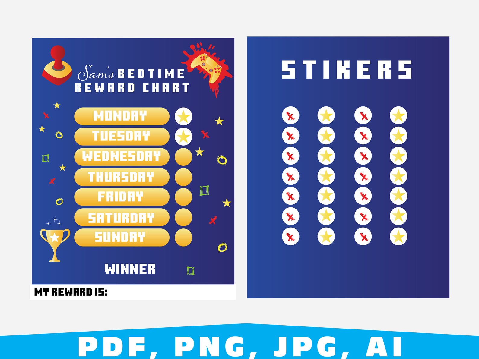 Video Game Reward Chart Printable Video Game Behavior Chart - Etsy