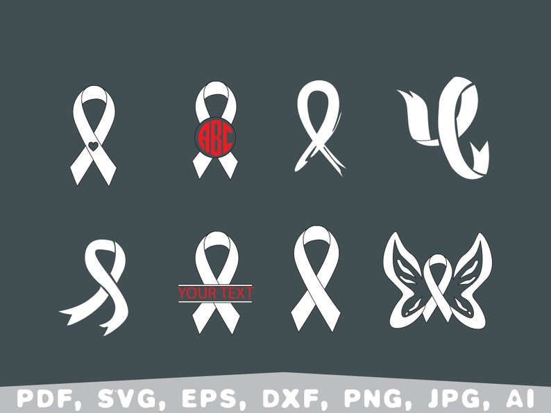 Lung Cancer Awareness Svg White Ribbon SVG Lung Cancer Cut - Etsy