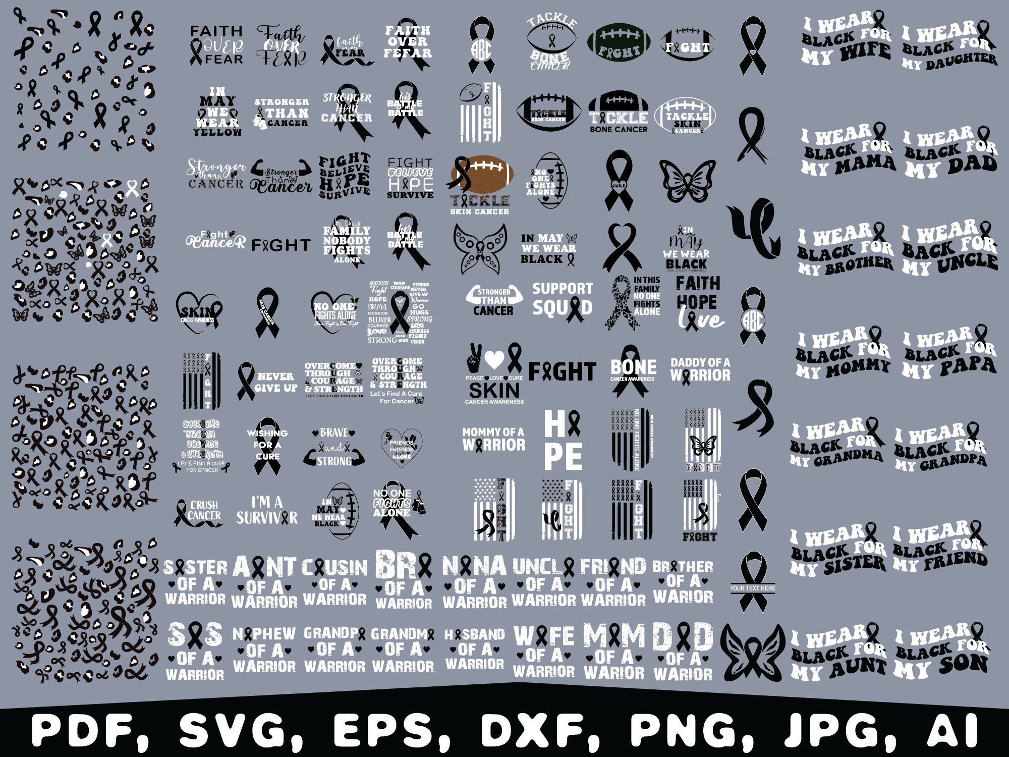 Skin Cancer Awareness Svg Black Ribbon Svg Skin Cancer Cut - Etsy