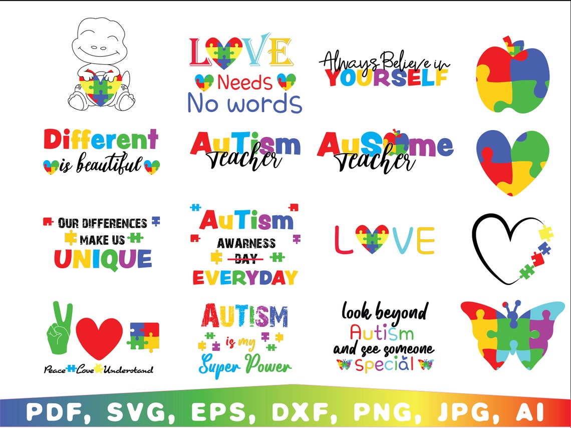 Autism Svg Bundle Autism Svg Autism Puzzle Svg Autism | Etsy Canada