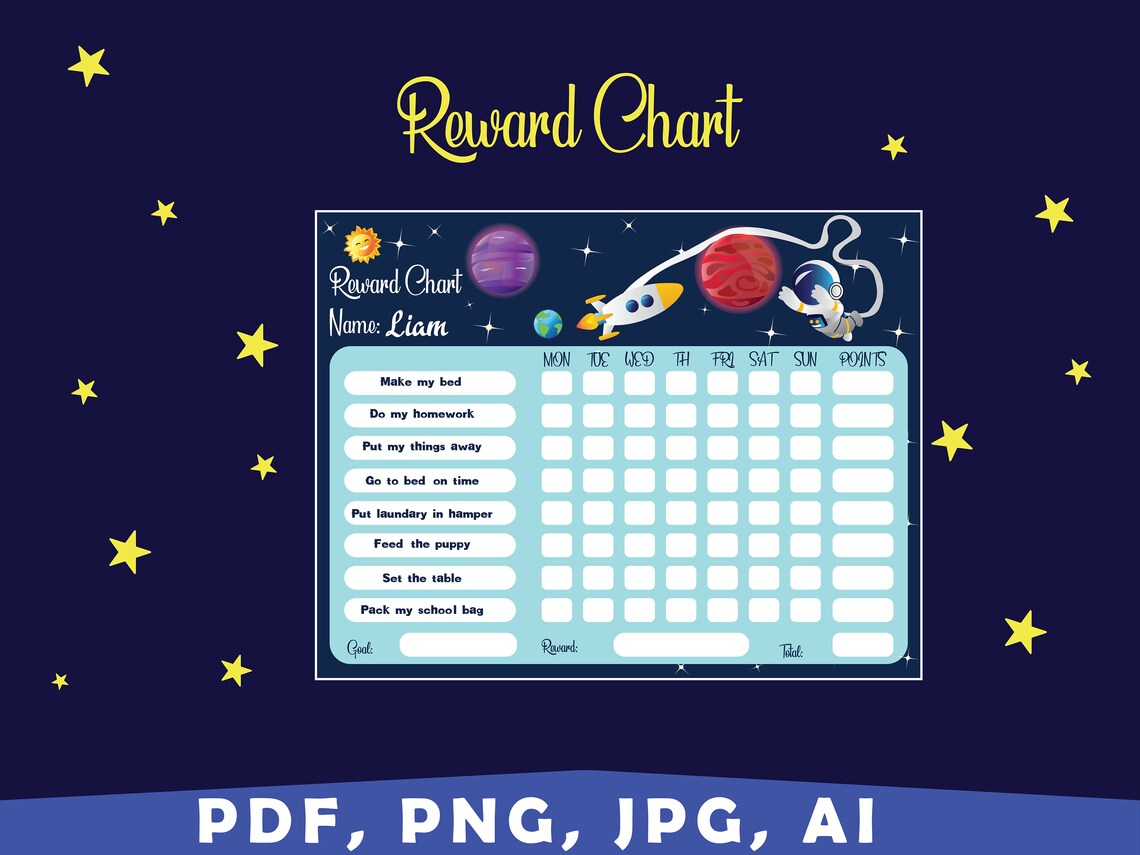 Outer Space Reward Chart Printable Space Behavior Chart - Etsy
