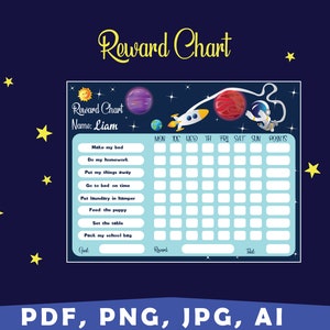 Outer Space Reward Chart, Printable Space Behavior Chart, Astronaut ...