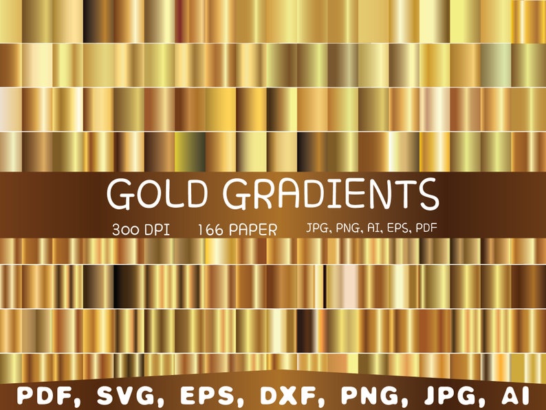 Gold Gradients, Gold Foil, Gold Digital Paper, Scrapbook, Gold Metal ...