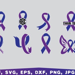 Rheumatoid Arthritis, Blue and Purple Ribbon Svg, in May We Wear Blue ...