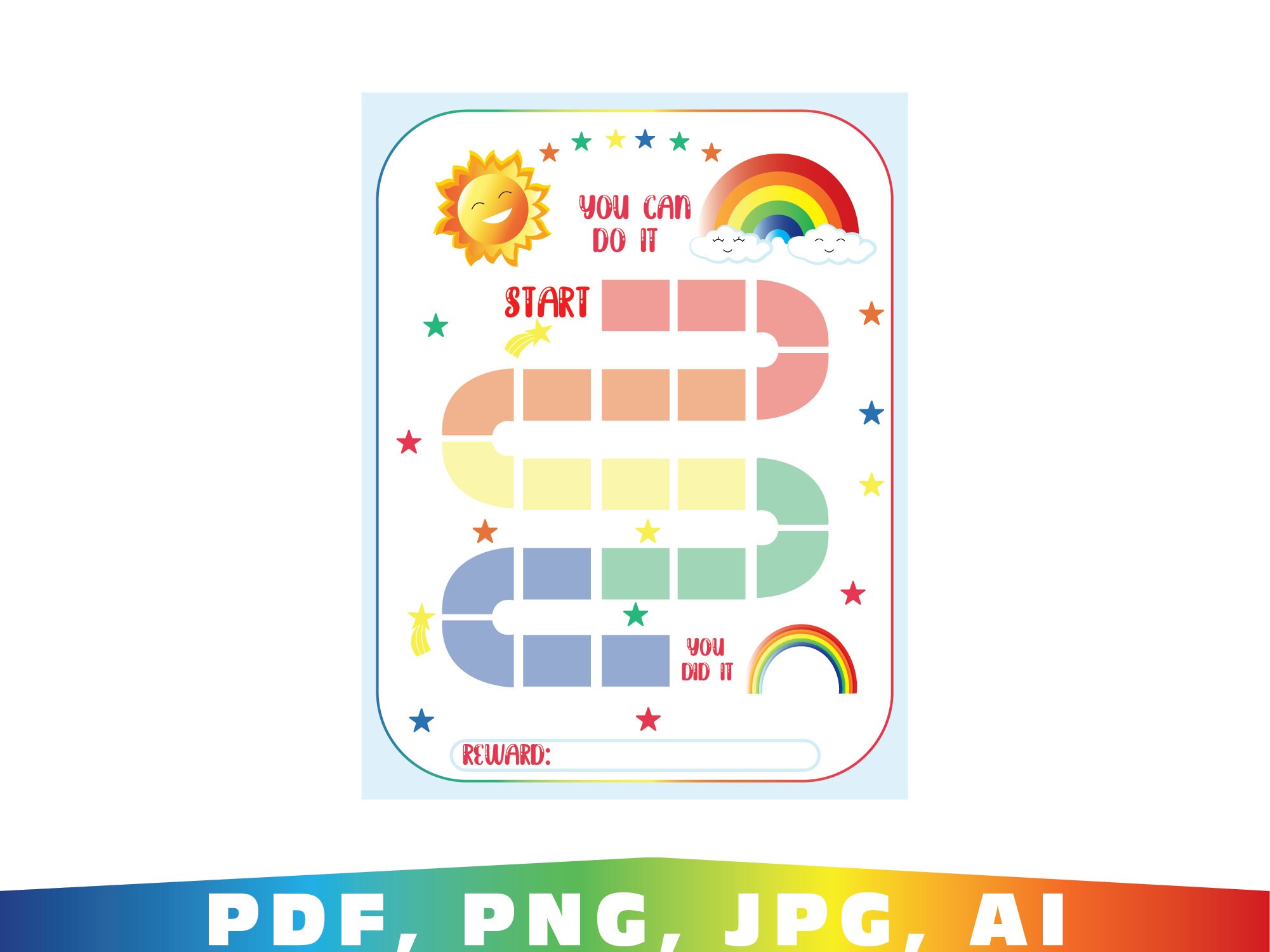 Printable Rainbow Reward Chart Printable Rainbow Behavior | Etsy