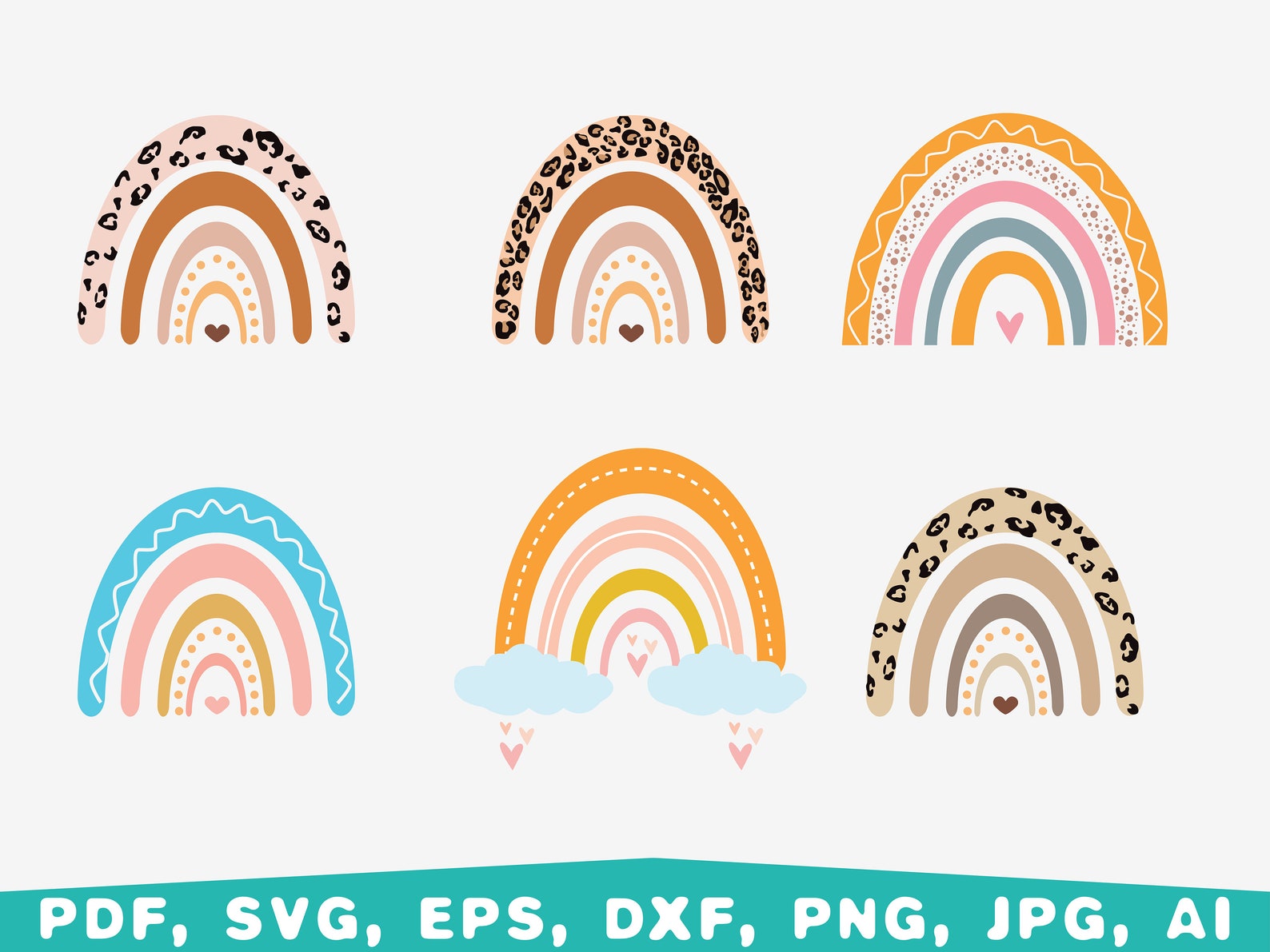 Boho Rainbow Svg Bundle Rainbow Svg Leopard Print Rainbow - Etsy
