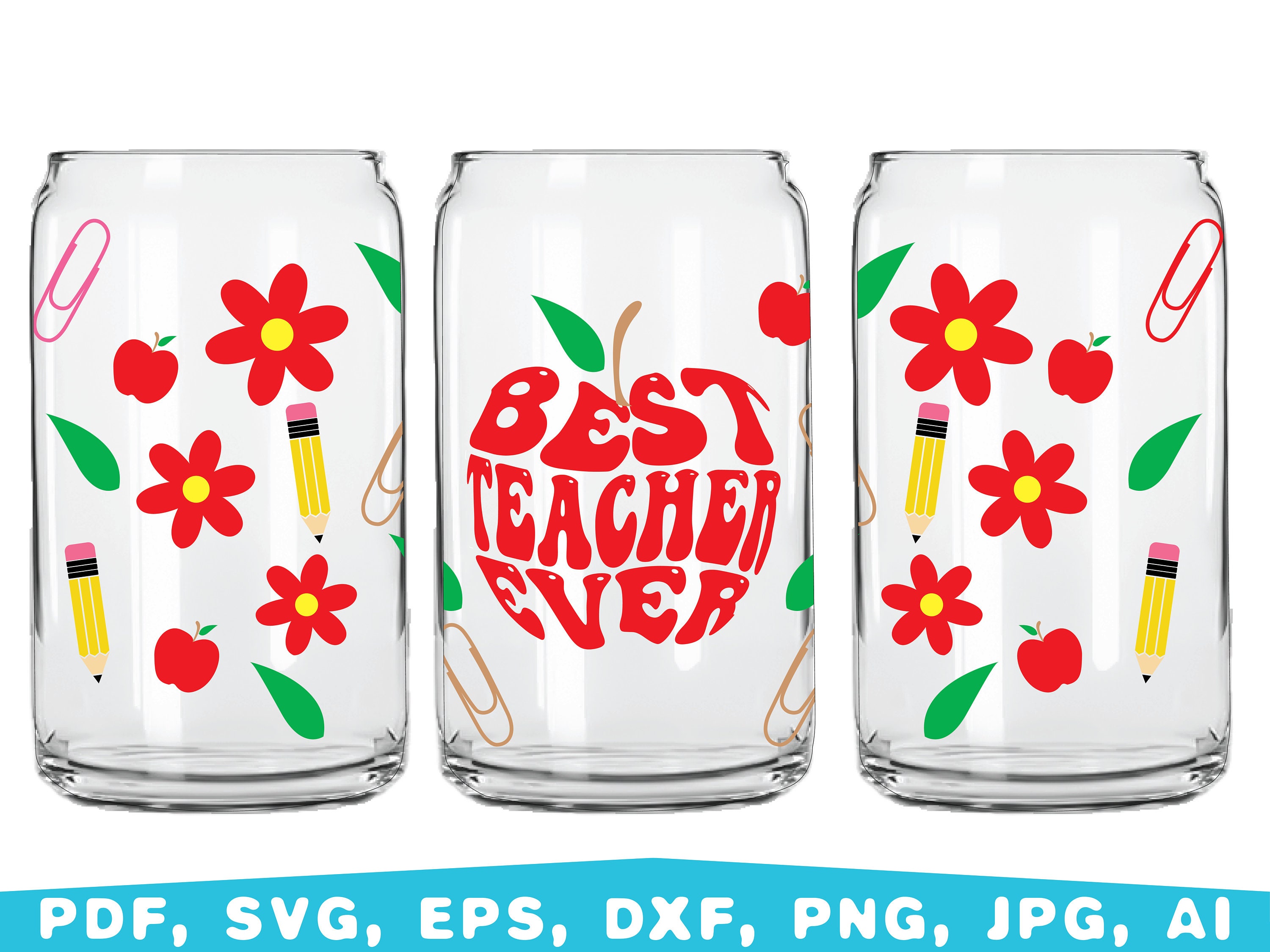 Teacher Glass Wrap Svg 16oz Can Glass Svg Coffee Libbey 16oz - Etsy