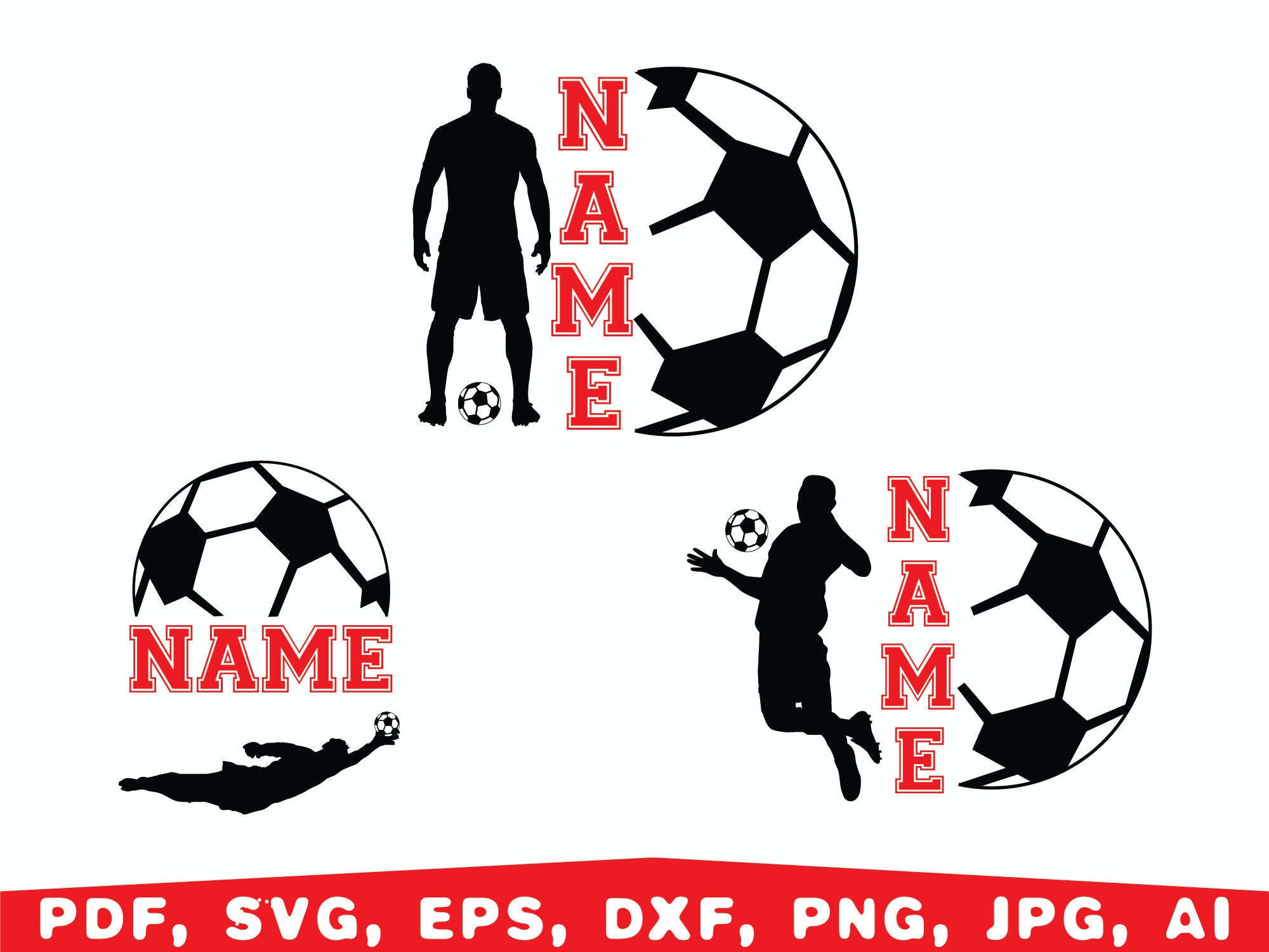 Soccer Player Monogram SVG Bundle (digital Download) - Etsy