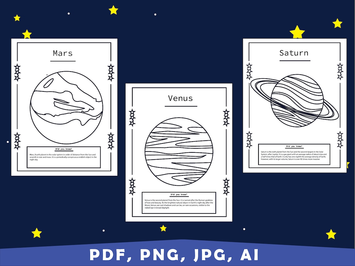 Planet Coloring Pages Space Solar System Coloring Book Space - Etsy