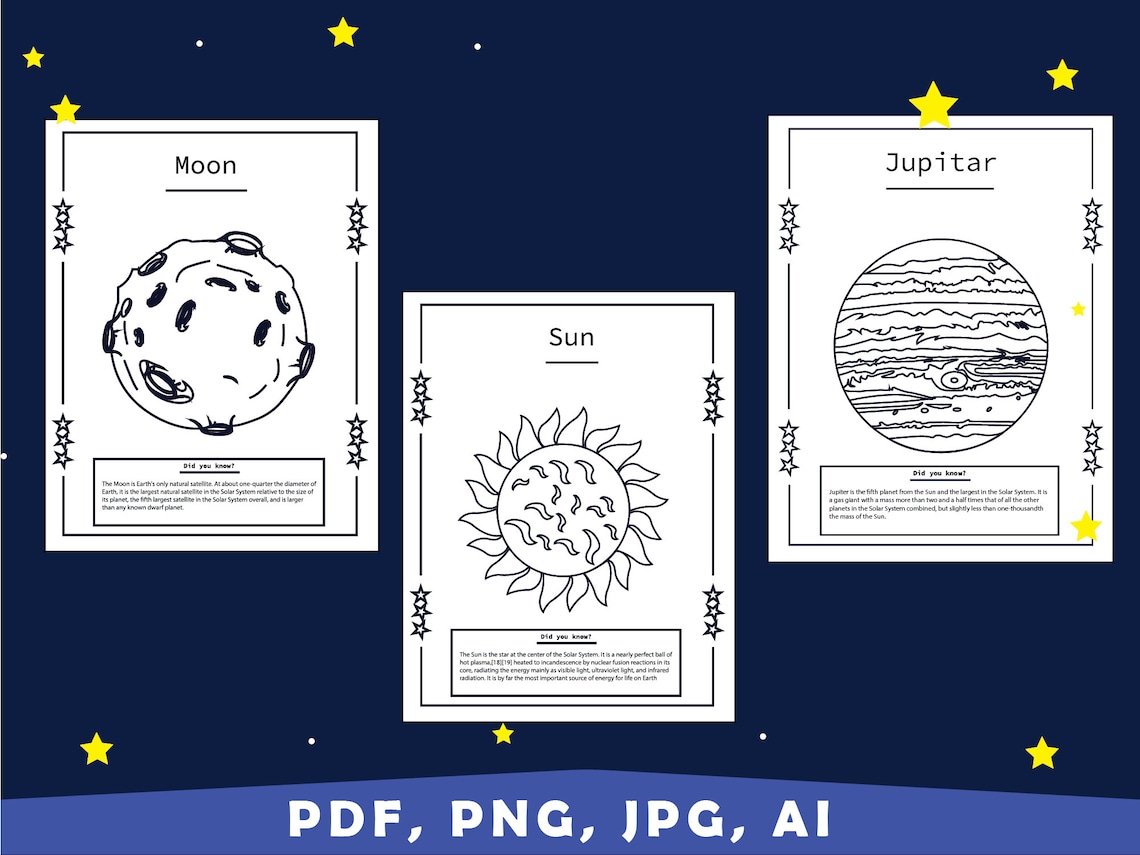 Planet Coloring Pages Space Solar System Coloring Book Space - Etsy