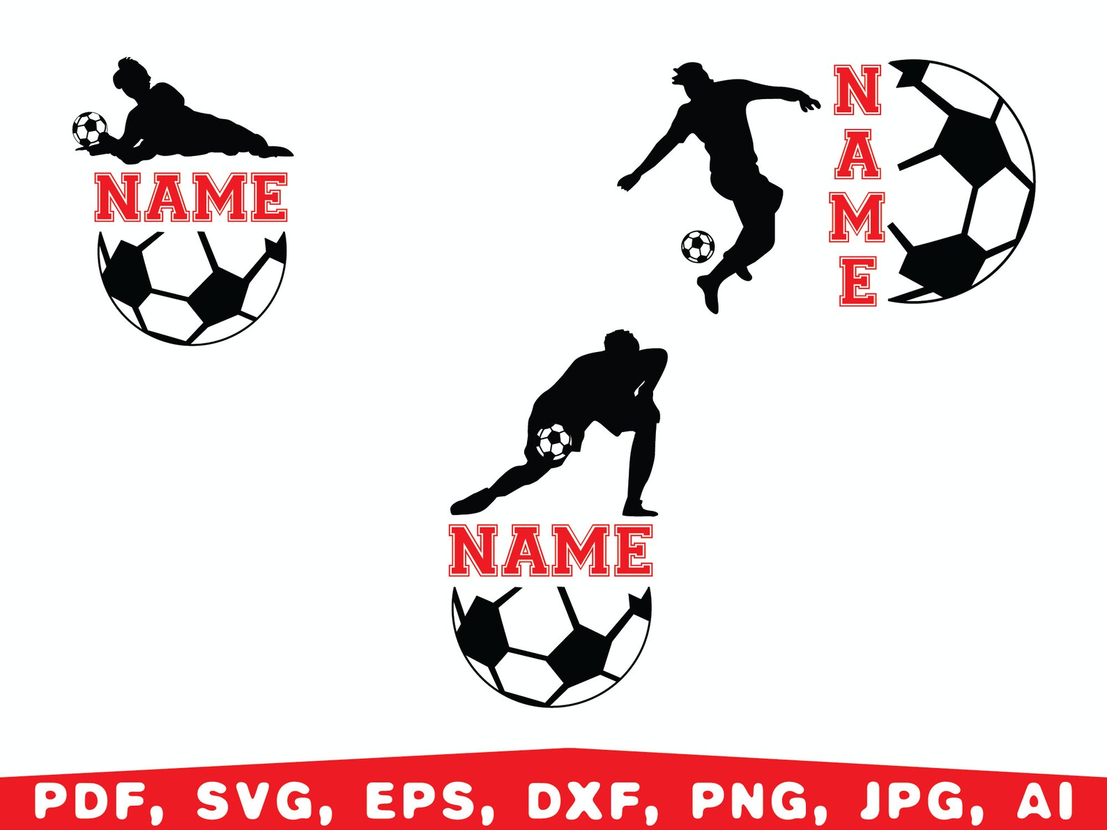 Soccer Player Monogram SVG Bundle (digital Download) - Etsy
