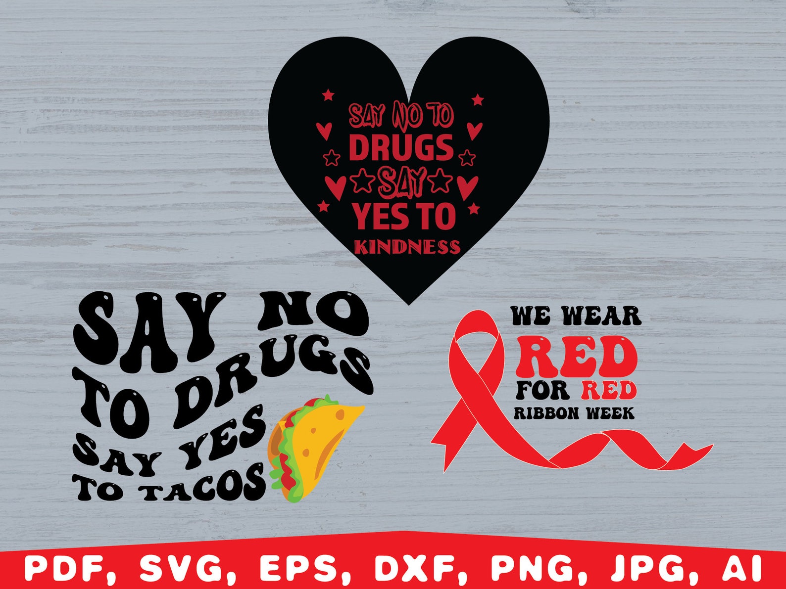Red Ribbon Week Svg No to Drugs SVG Anti-drug Svg Red - Etsy
