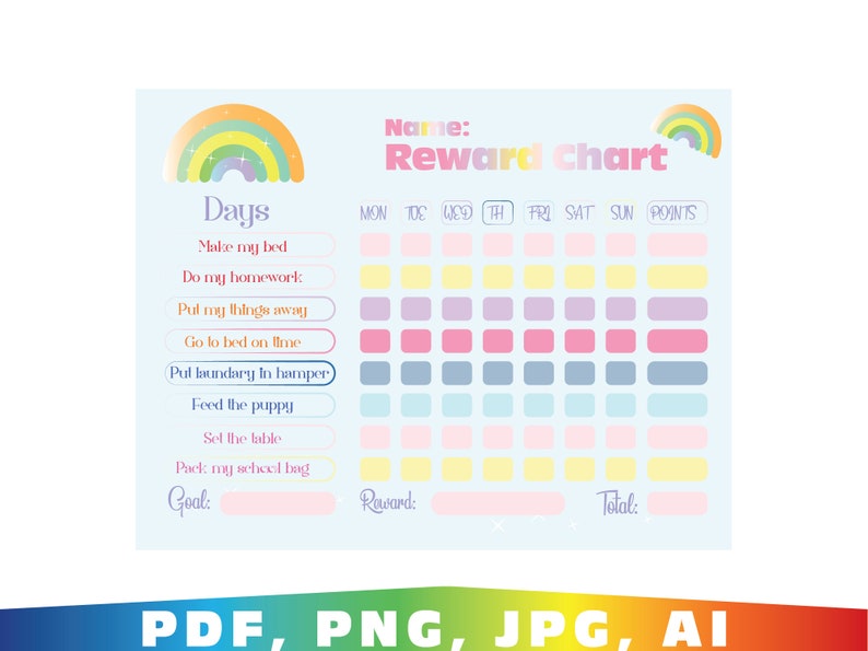 Printable Rainbow Reward Chart Printable Rainbow Behavior | Etsy