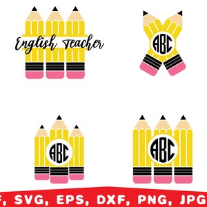 Crayon Split Monogram Svg, Crayon Svg, Teacher Svg, Teacher Name Svg ...
