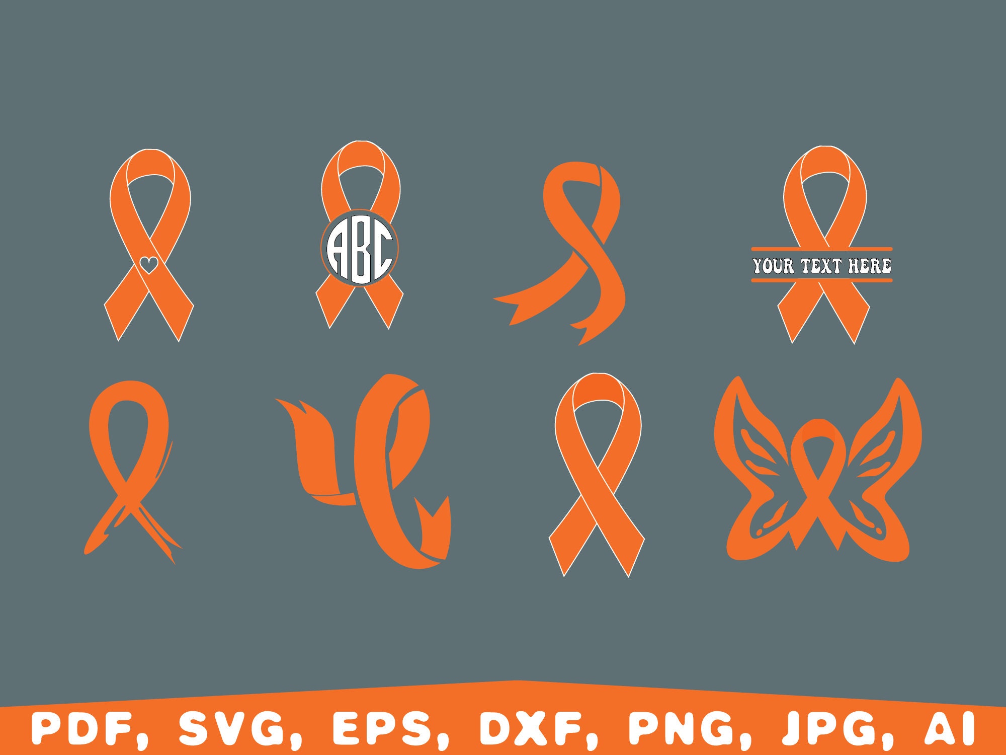 Leukemia Cancer Awareness Svg Orange Ribbon SVG Leukemia - Etsy