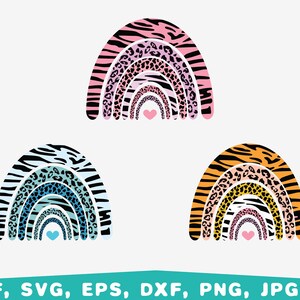 Boho Rainbow Svg Bundle, Rainbow Svg, Leopard Print Rainbow Svg ...