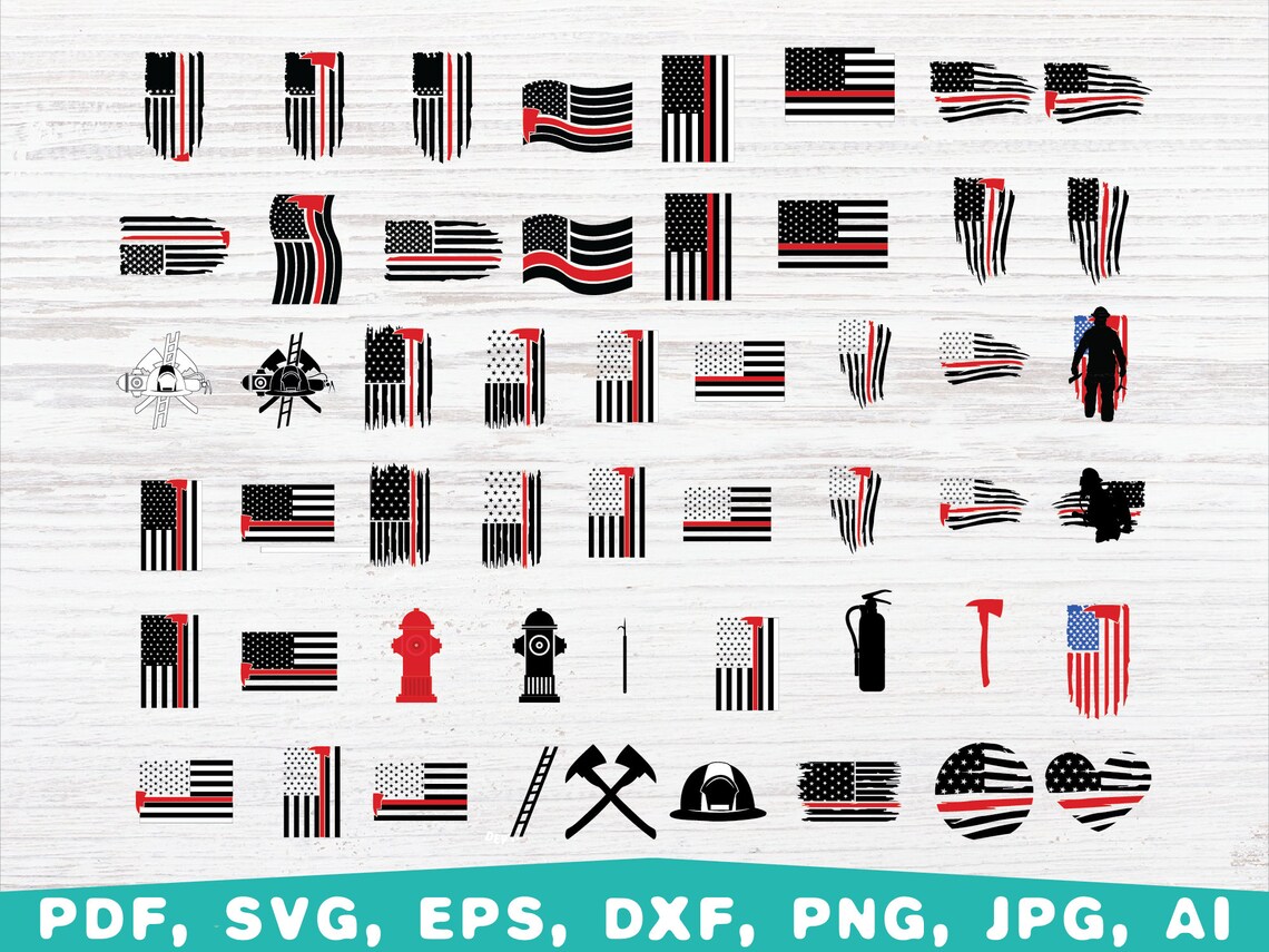 Firefighter Svg Bundle Red Line Flag SVG Firefighter Flag - Etsy