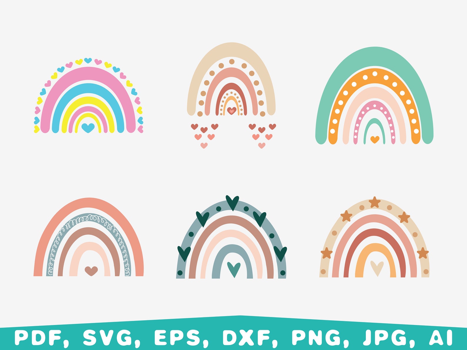 Boho Rainbow Svg Bundle Rainbow Svg Leopard Print Rainbow - Etsy