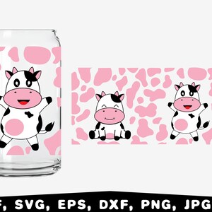 Cow Can Glass Wrap SVG Baby Cow Glass Wrap Svg 16oz Cow Head - Etsy