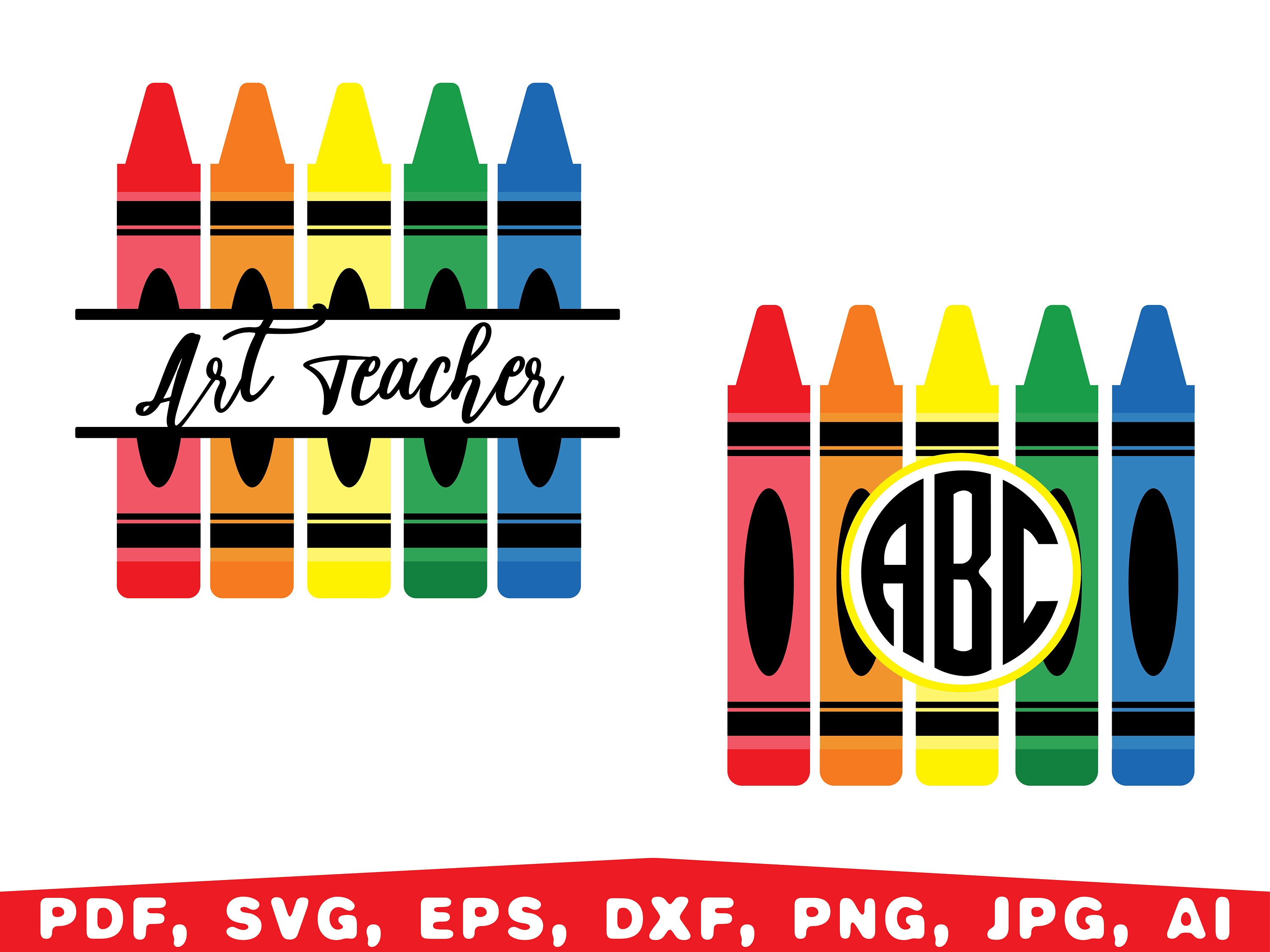 Crayon Split Monogram Svg Crayon svg teacher svg Teacher - Etsy México
