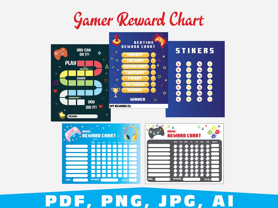 Video Game Reward Chart, Printable Video Game Behavior Chart, Video ...