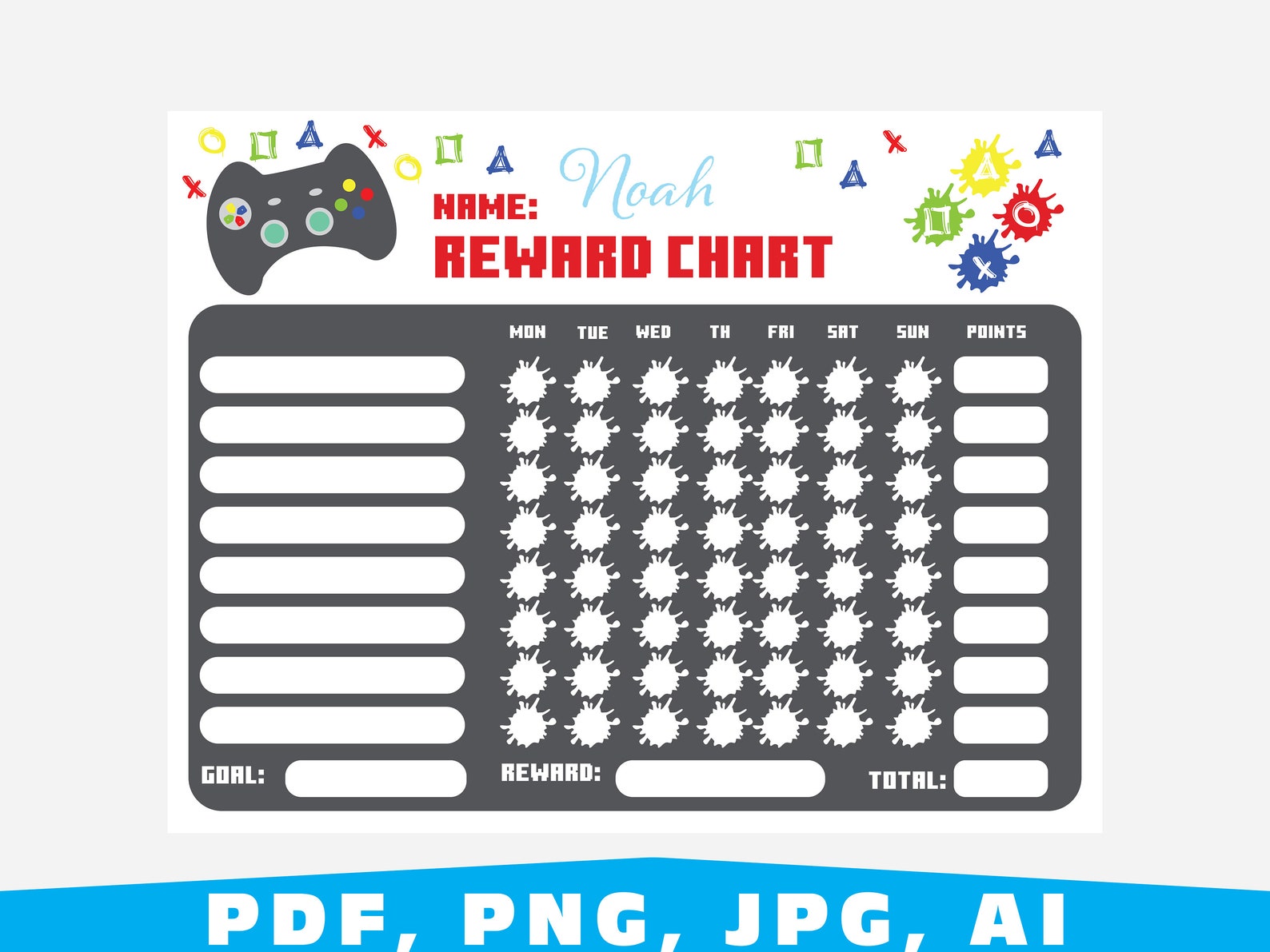 Video Game Reward Chart Printable Video Game Behavior Chart - Etsy