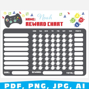 Video Game Reward Chart, Printable Video Game Behavior Chart, Video ...