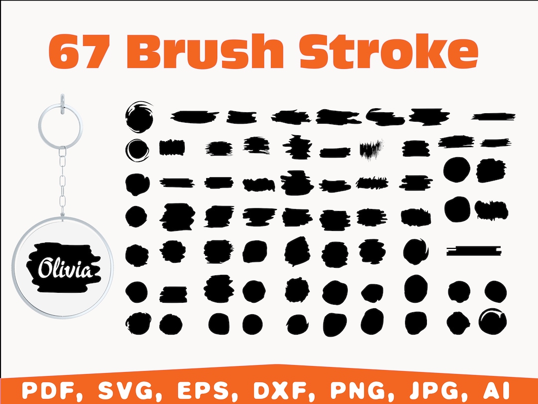 Paint Brush Strokes Svg, Paint Brush Stroke Keychain Svg, Keychain Svg ...