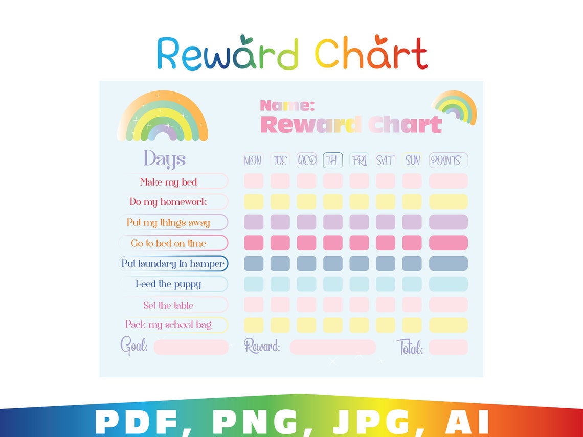 Rainbow Reward Chart, Kids Chore Chart (digital Download) - Etsy Canada