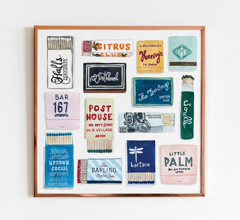 Charleston, South Carolina Matchbook Collage Print/art | Charleston ...