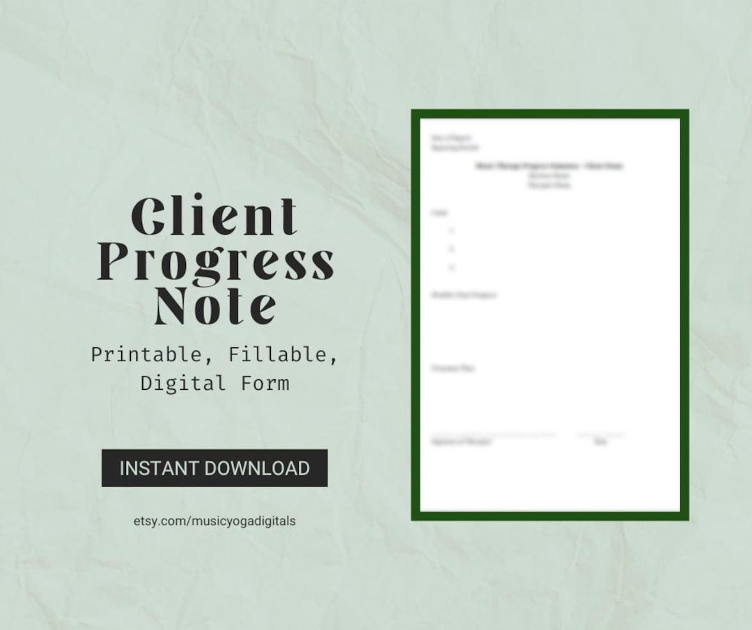 Client Progress Note - Progress Summary for Music Therapists ...