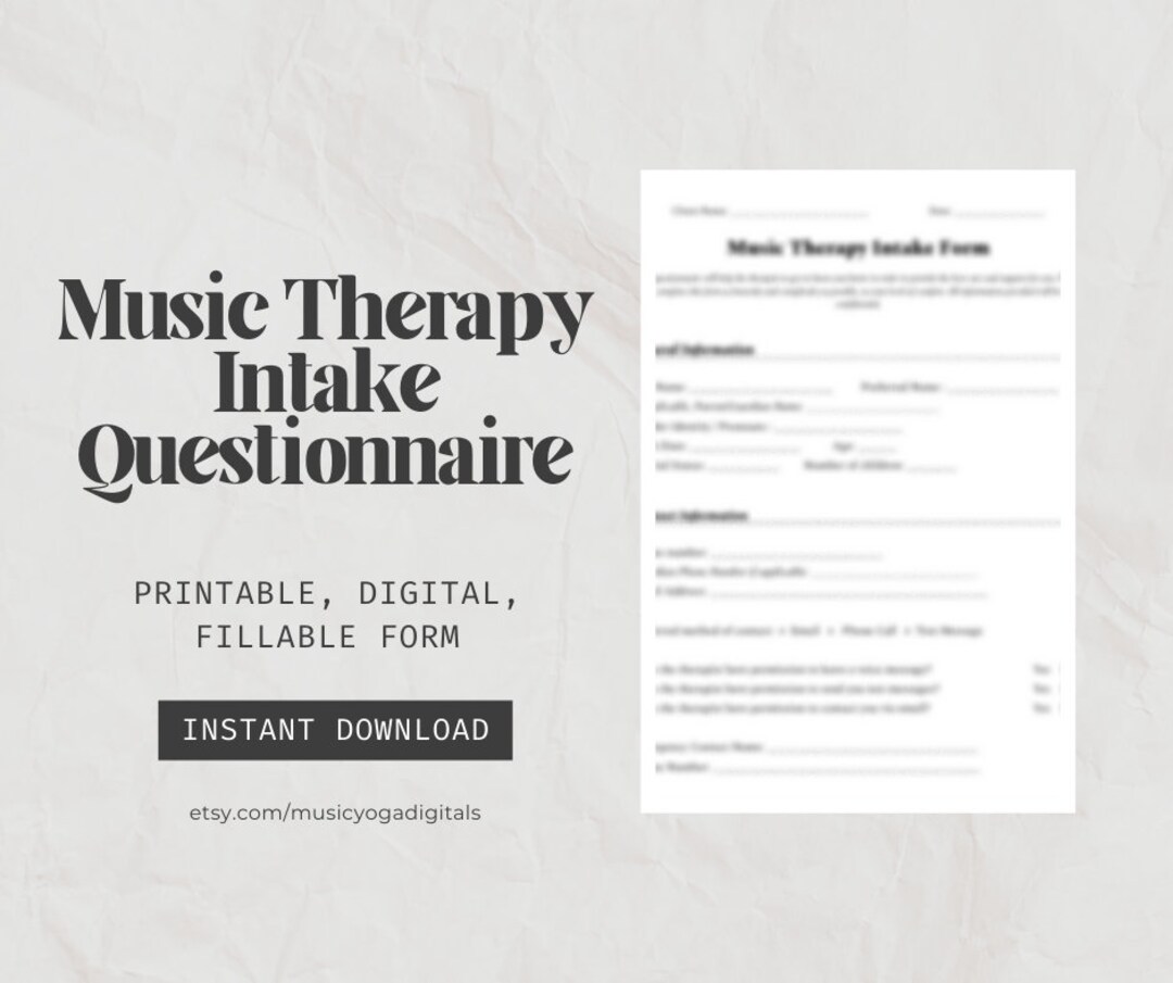 Music Therapy New Client Intake Questionnaire - Etsy