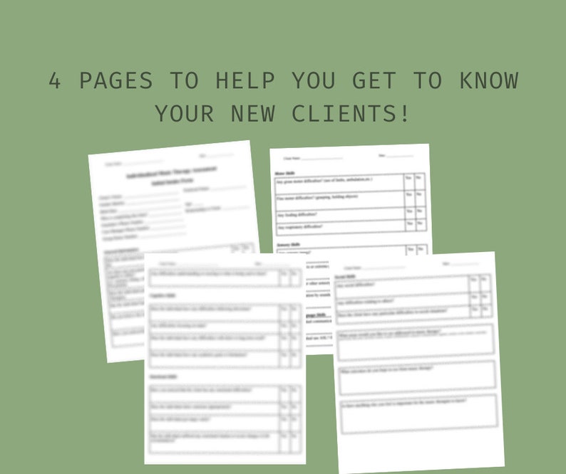 Music Therapy Intake Questionnaire, Intake Form for Clients With ...