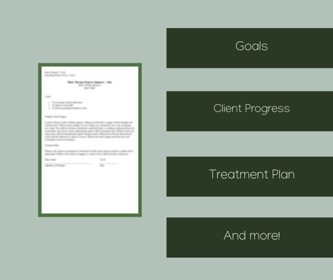 Client Progress Note - Progress Summary for Music Therapists ...