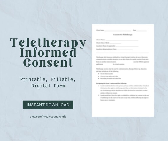 Informed Consent Form for Teletherapy Telehealth Virtual - Etsy