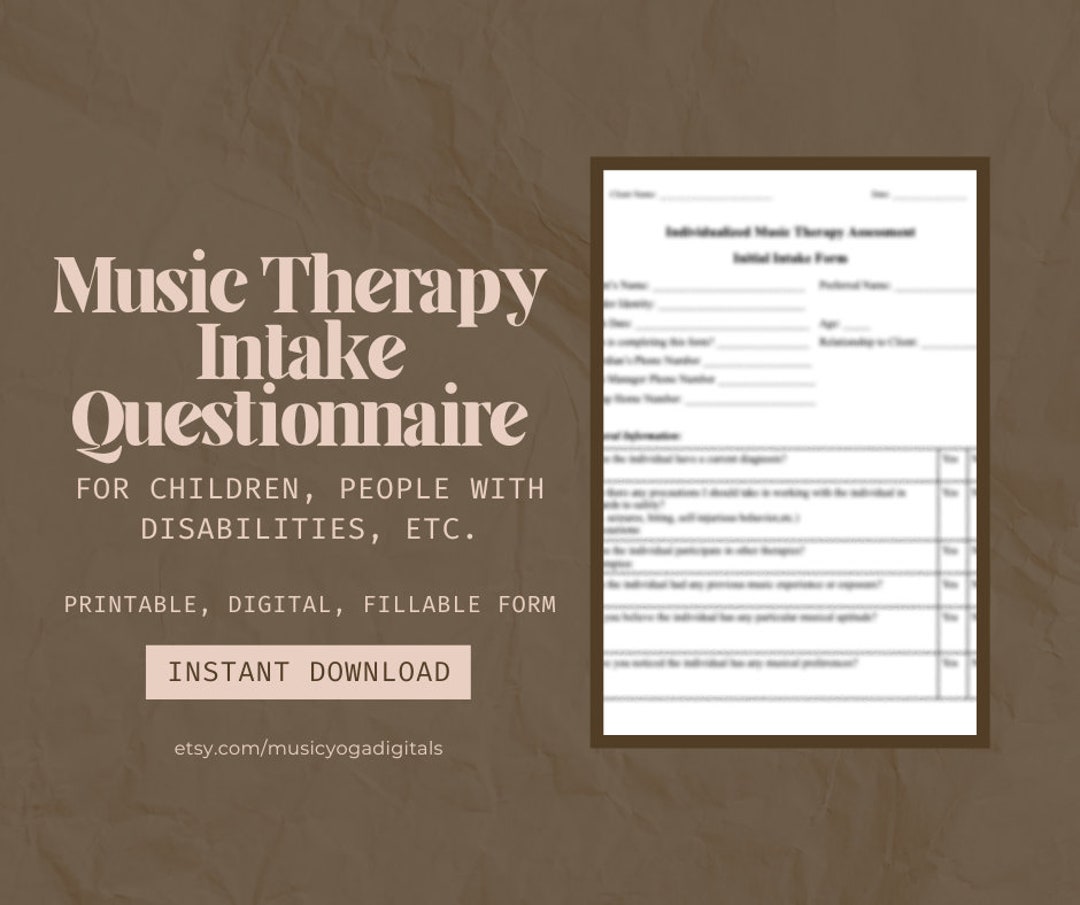 Music Therapy Intake Questionnaire for Autism, Children, Disabilities ...